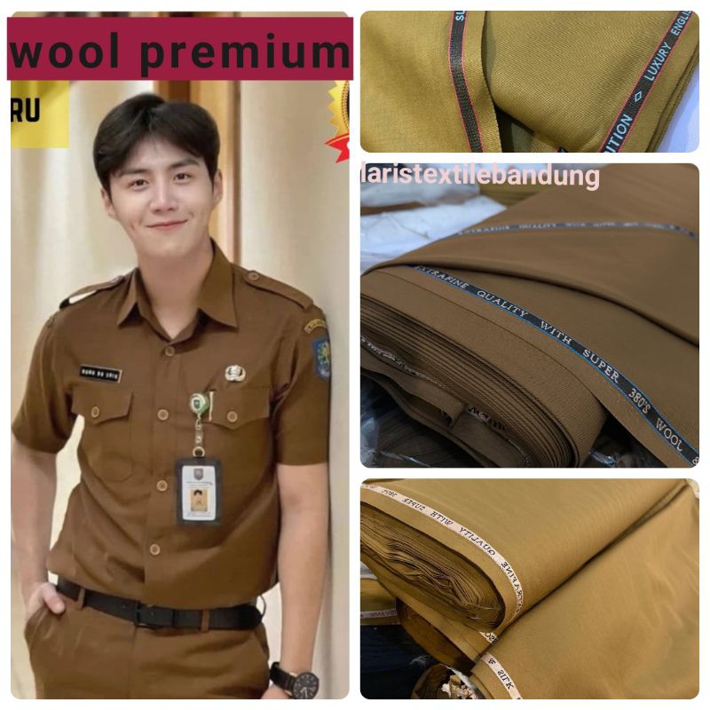 Jual Kain pemda khaki premium semi wool katun lembut adem bahan seragam ...