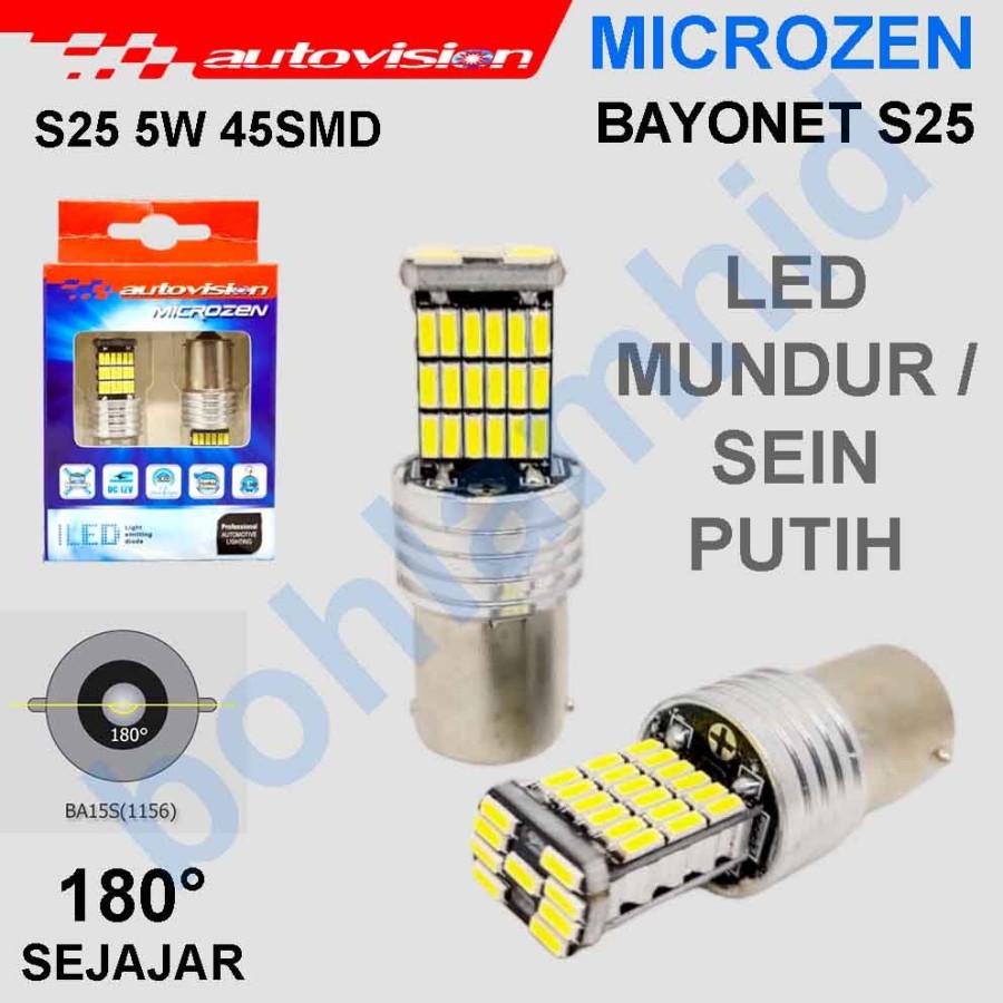 Jual LED Mundur, Sein, Rem S25 Bayonet T20 Autovision 1156 BA15S Microzen | Shopee Indonesia