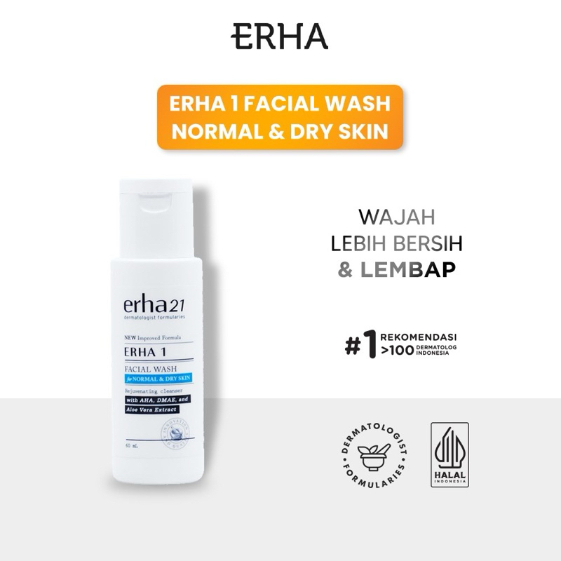Jual ERHA 1 Facial Wash for Normal & Dry Skin 60ml - Sabun Muka Kulit Normal dan Kering | Shopee ...