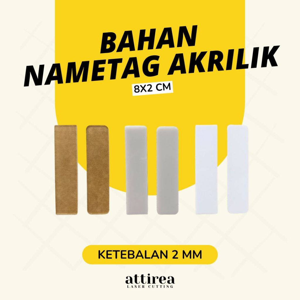 Jual Bahan Name Tag Akrilik Polos | Ukuran 8 cm x 2 cm , Tebal 2 mm ...