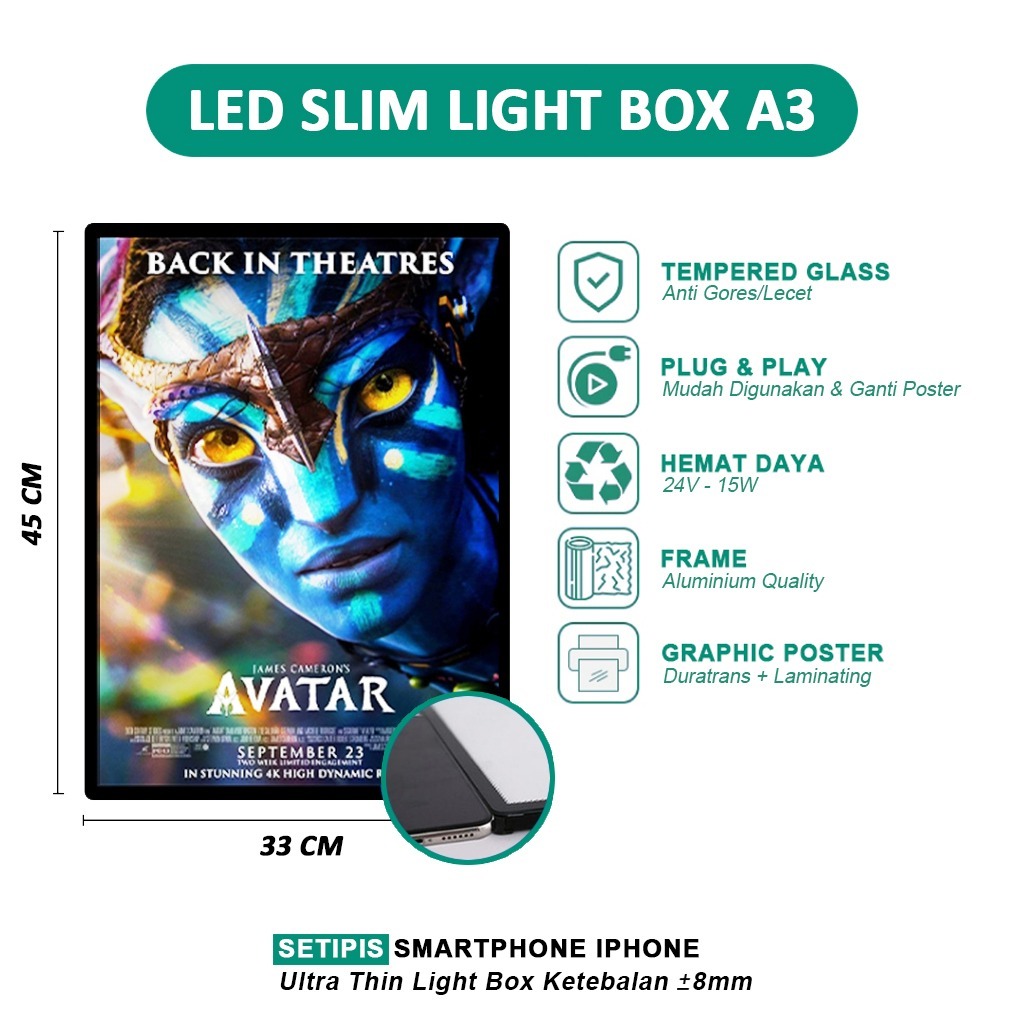Jual Slim Light Box Table Uk A3 (33x45)//LED BOX//DAFTAR MENU//LIGHT ...