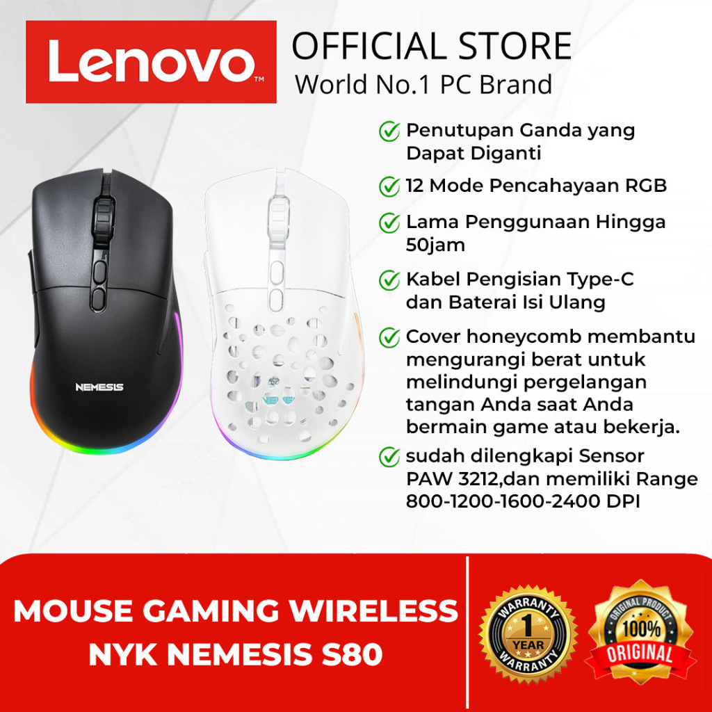Jual MOUSE GAMING WIRELESS NYK NEMESIS S80 LITE BLACKMOON | Shopee ...