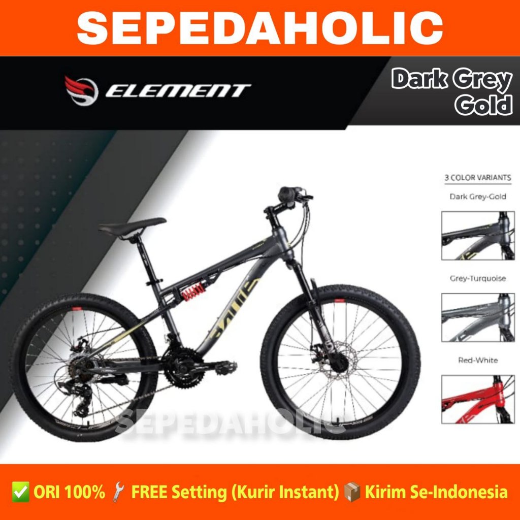 Jual Sepeda Gunung MTB ELEMENT BATTLE Ukuran 24 Inch Full Suspensi Remaja Dewasa | Shopee Indonesia
