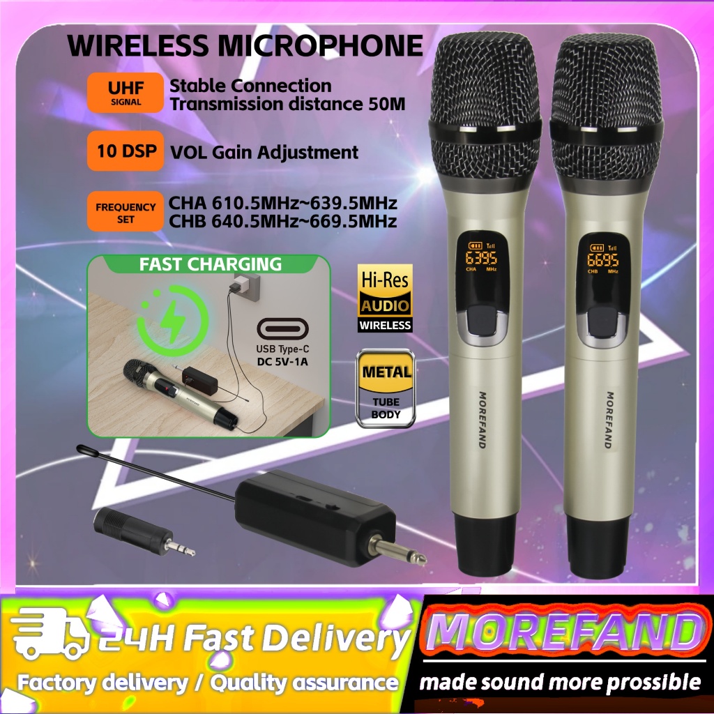 Jual Microphone Wireless Mikrofon mic wireless Tanpa Kabel Frekuensi ...