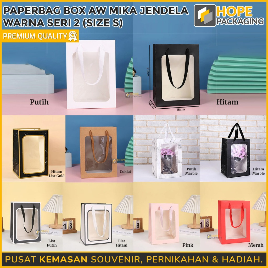 Jual Paper Bag Flower Bucket Mini Size : 15x10x20 cm / Paper Box Aw Mika jendela / Kantong Bunga ...