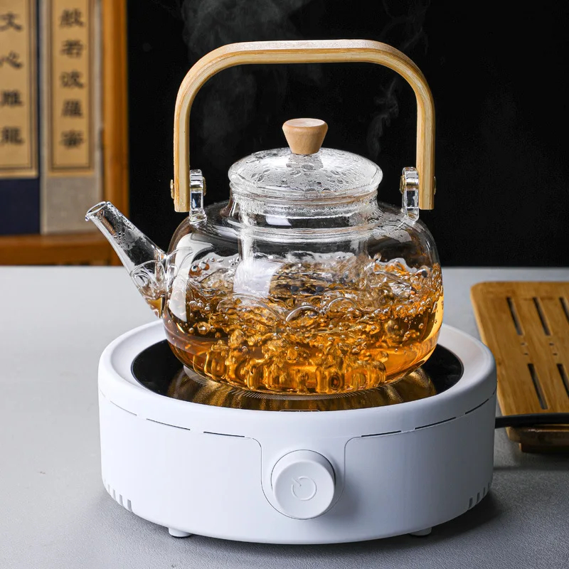 Jual Teko Teh Ceret Kaca Gagang Bambu Tahan Panas Dingin | Teapot Glass ...