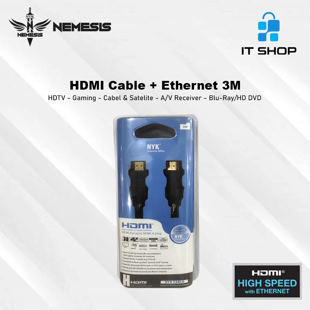 Jual NYK Cable HDMI Jaring + Ethernet 3 Meter | Shopee Indonesia