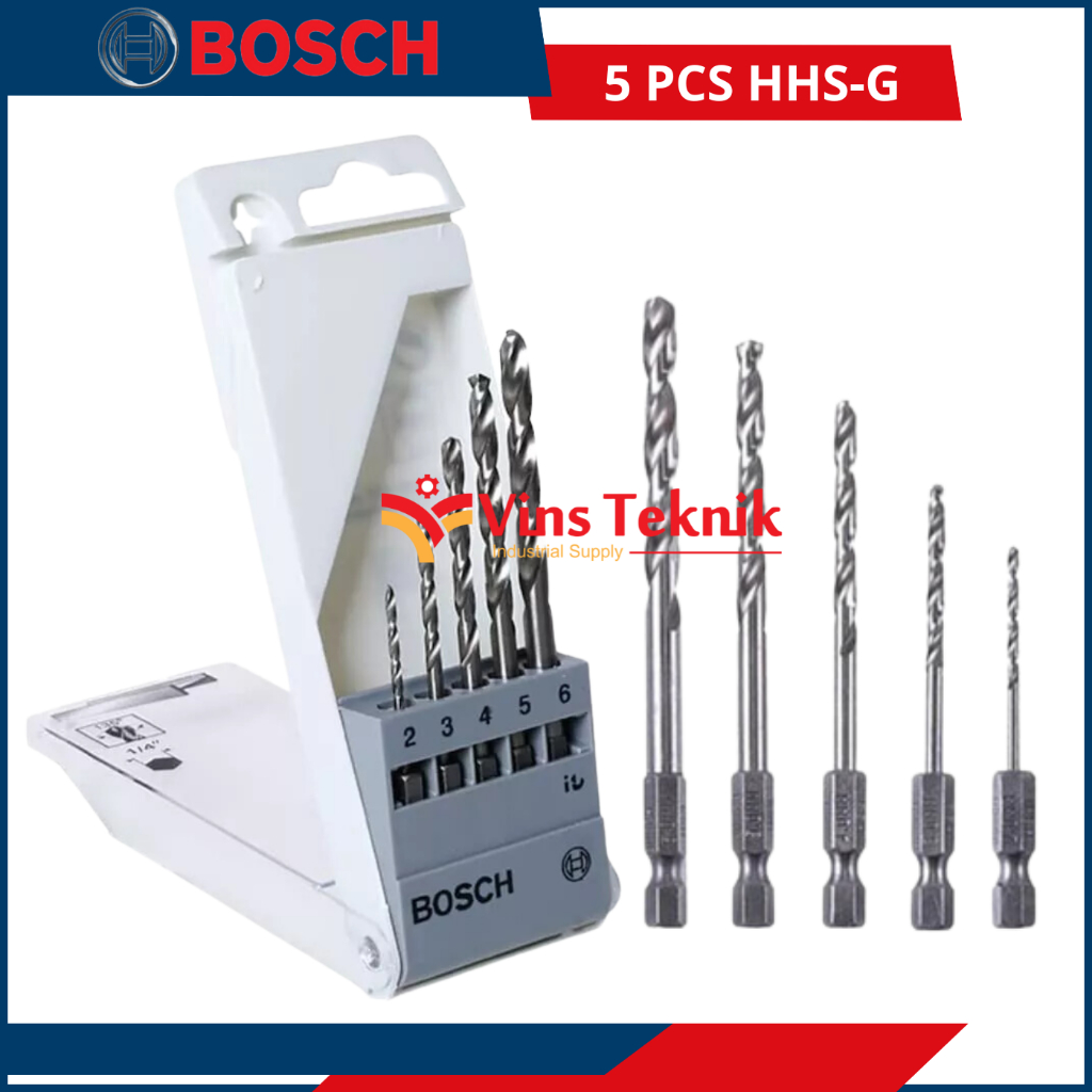 Jual Bosch Metal Drill Bit Mata Bor Besi Set 5 PCS HSS-G | Shopee Indonesia
