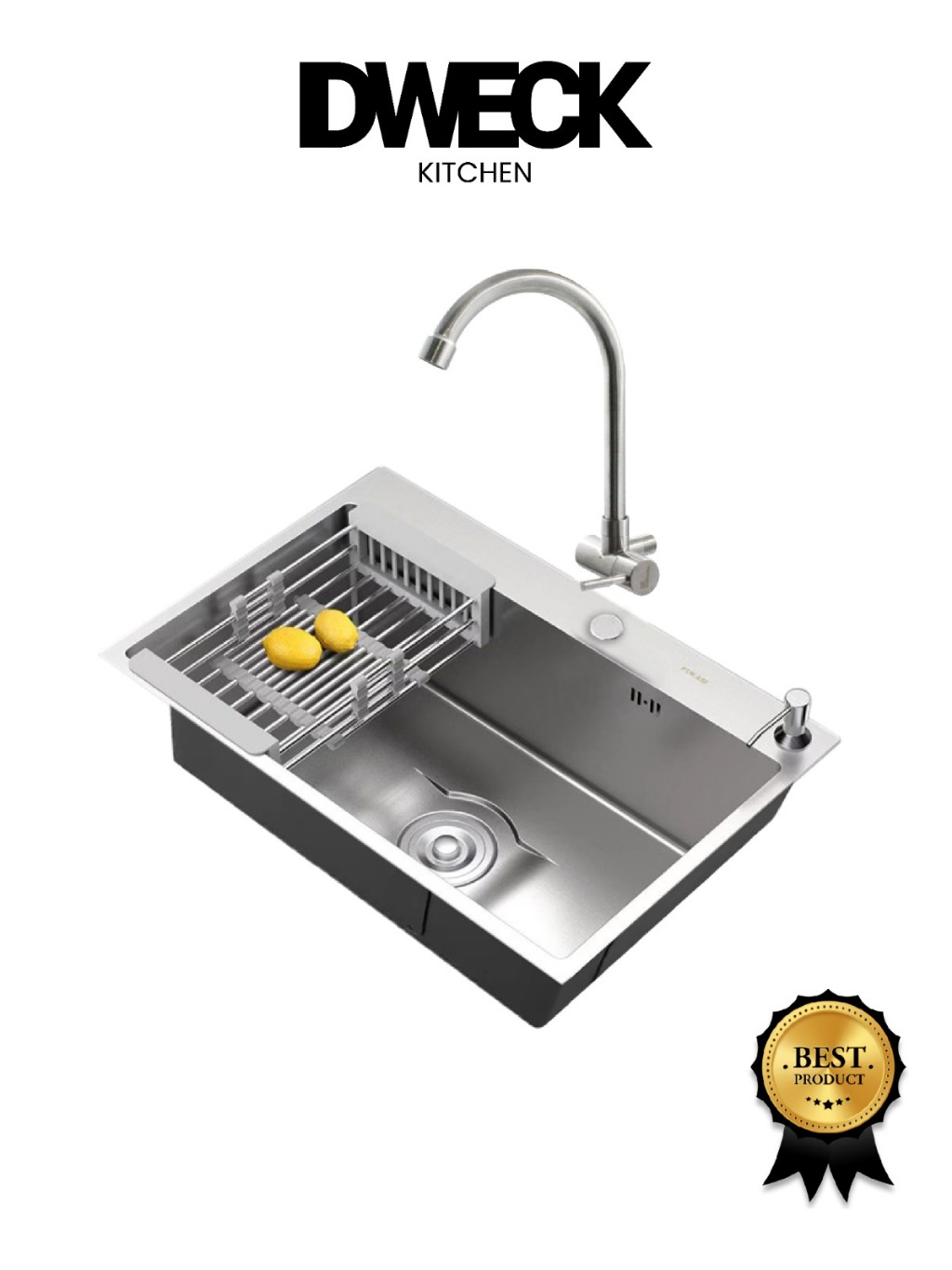 Jual DWECK - Kitchen Sink Silver Stainless 304 1 Lubang Besar Paket ...