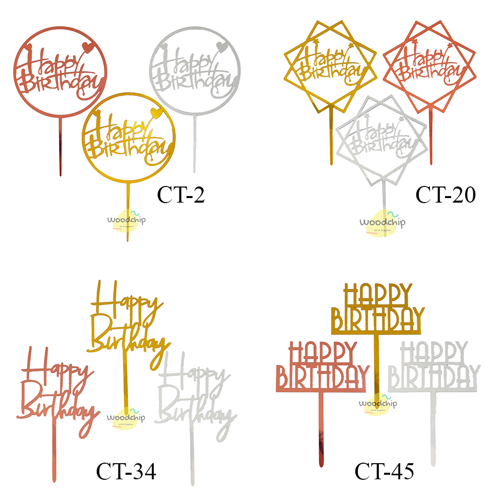 Jual Cake Topper Happy Birthday HBD Akrilik Kue Ulang Tahun / Hiasan Dekorasi Kue / Cake Decor ...