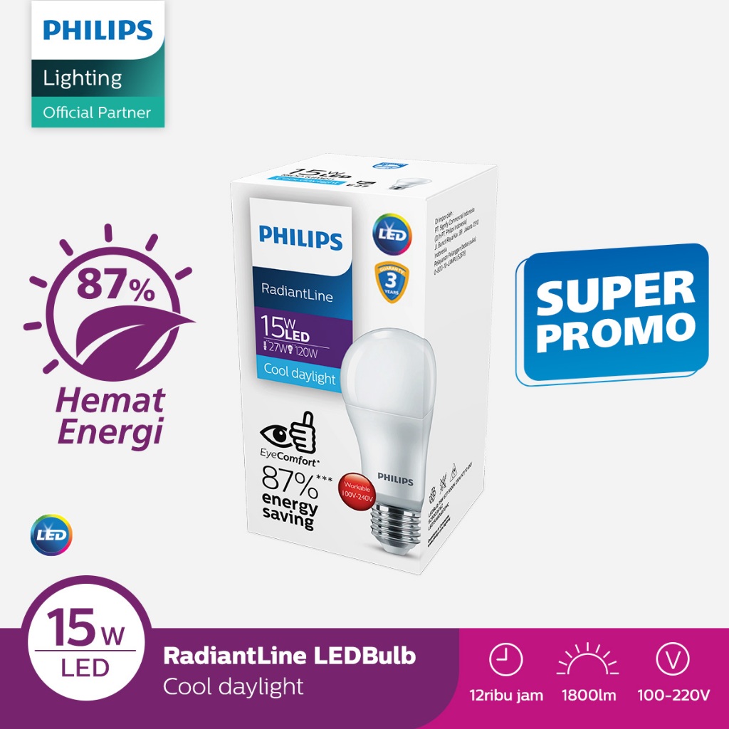Jual Philips Lampu RadiantLine LEDBulb 15W 6500K Putih | Shopee Indonesia