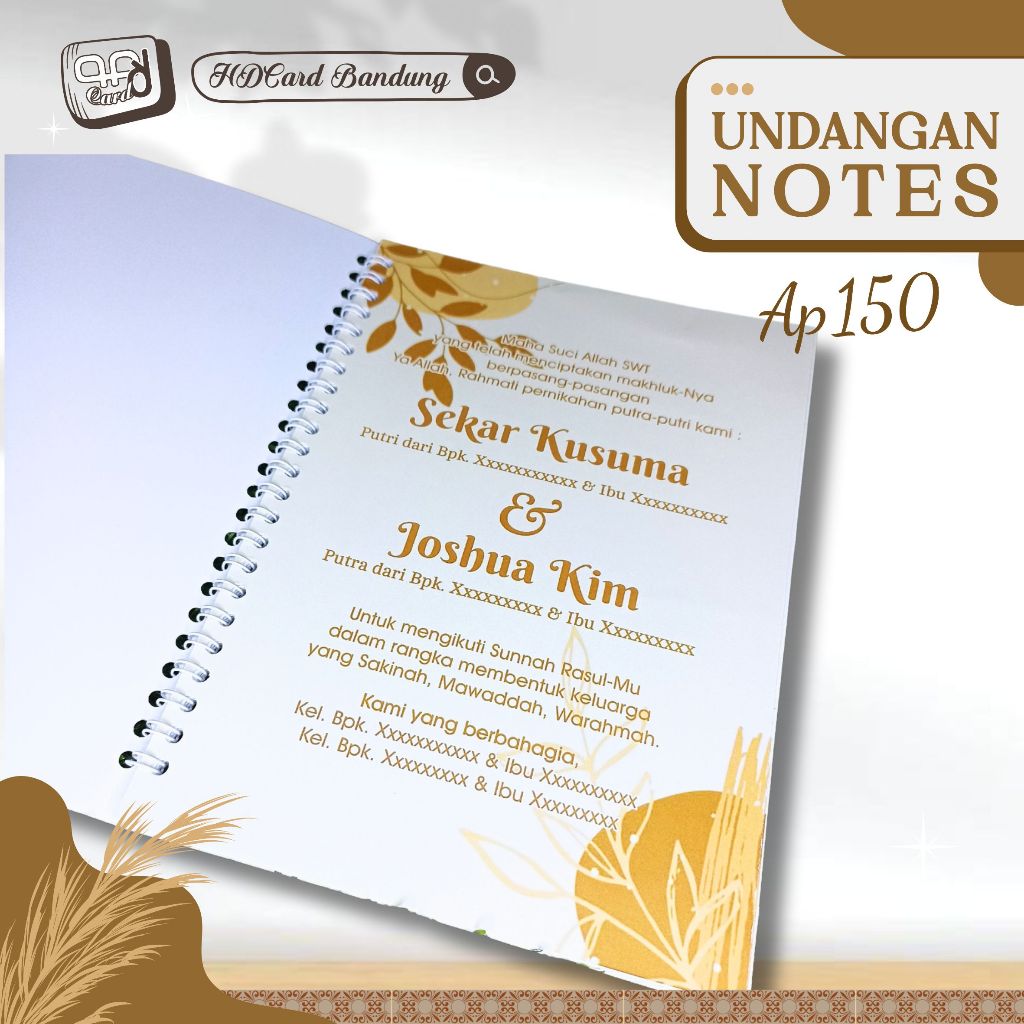 Jual Undangan Notes A5 tambahan AP150 Notebook Undangan Custom ...