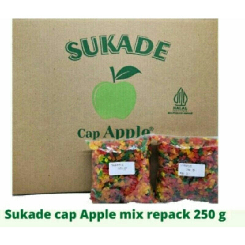 Jual BUAH KERING SUKADE CAP APPLE/TOPPING KUE REPACK 100G/250G | Shopee ...