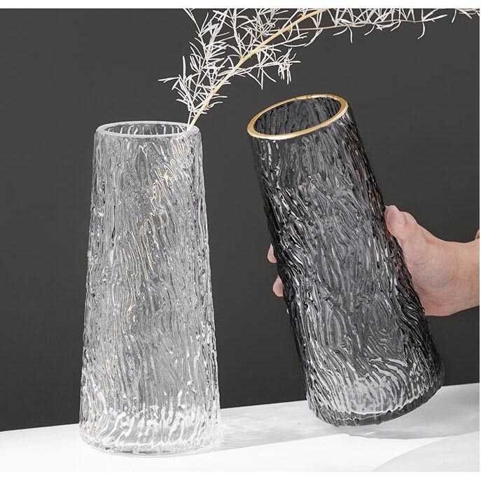 Jual Vas Bunga Dekorasi Interior Motif Kulit Kayu Vas Kaca Motif ...