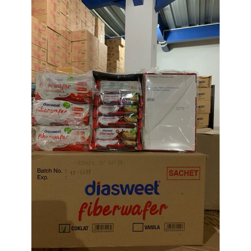 Jual Diasweet Fiber Wafer Coklat kemasan 1 box isi 15 bungkus. | Shopee ...