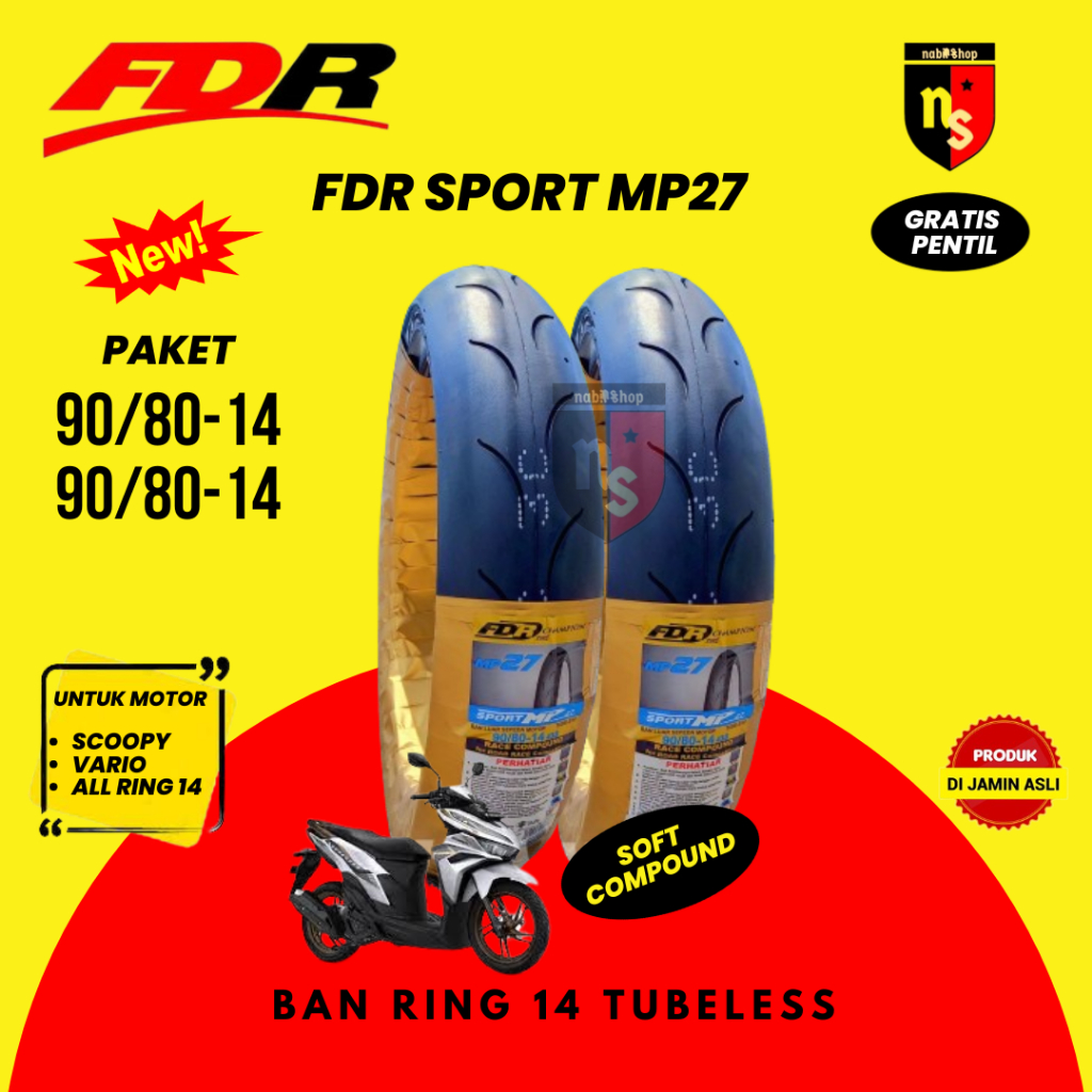 Jual Paket FDR MP27 ukuran 90/80 ring 14 Soft Compound Depan Belakang | Shopee Indonesia