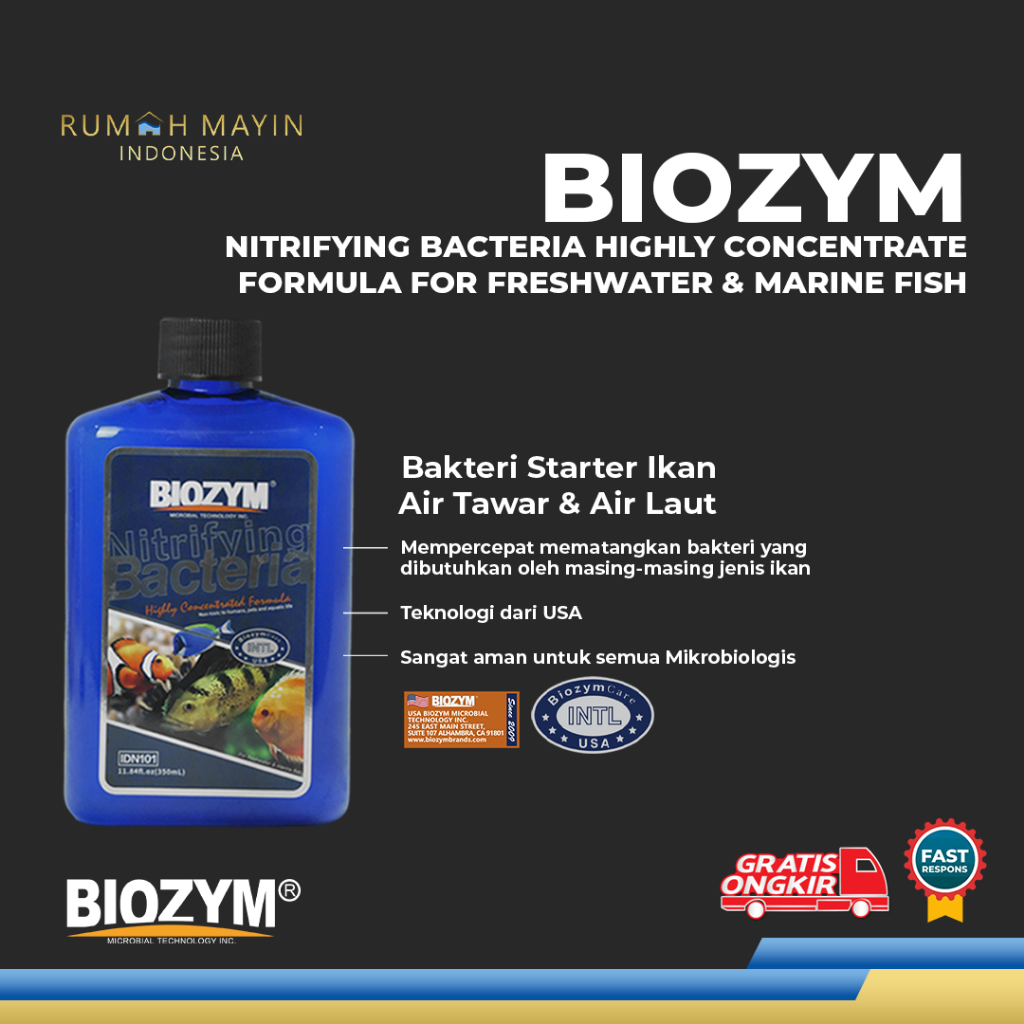Jual Biozym Nitrifying Bacteria Highly Concentrate Formula for Ikan Air ...