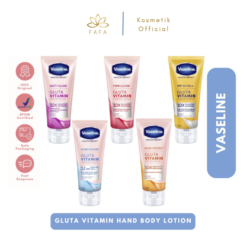 Jual VASELINE Gluta Vitamin Hand Body Lotion - Soft Glow, Firm Glow ...