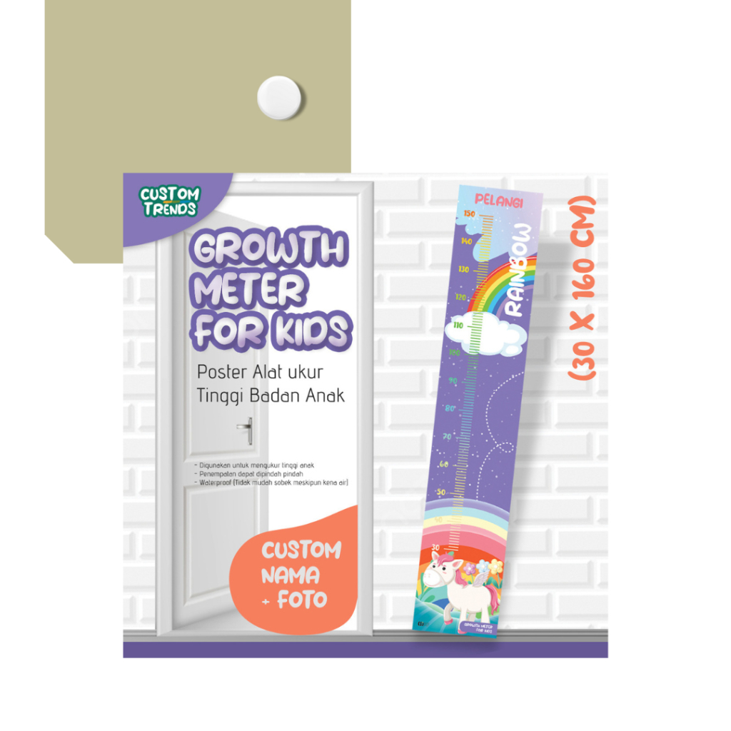 Jual Growth Meter Custom For Kids Ukuran ( 30x160 Cm ) Poster Alat Ukur ...
