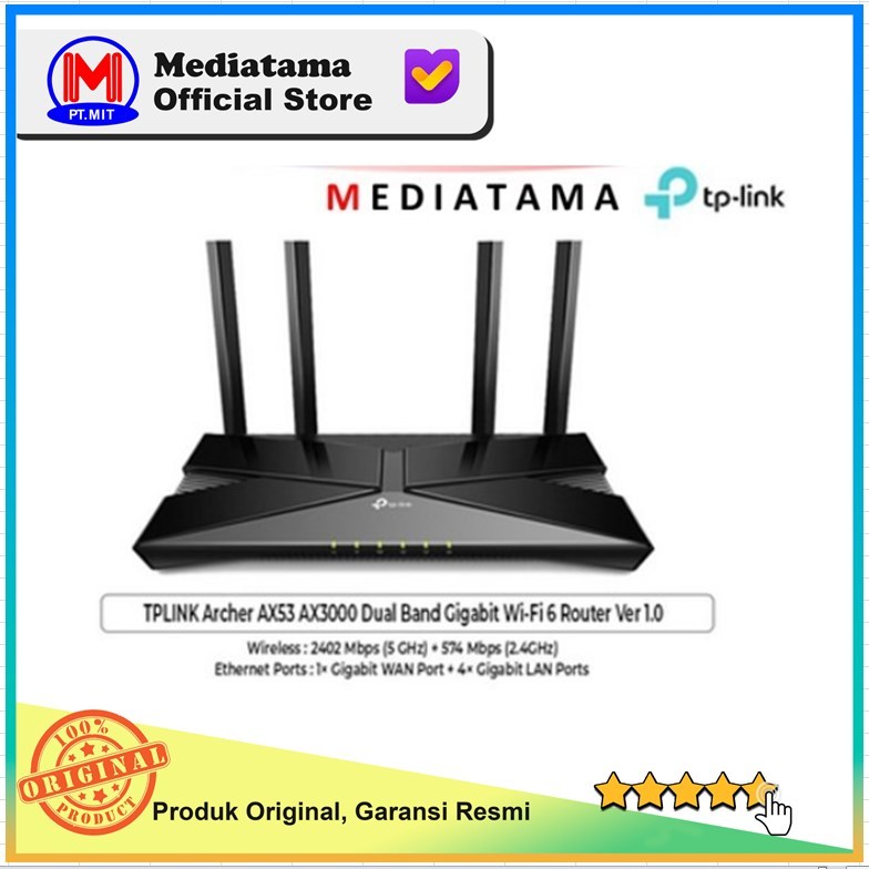 Jual TPLINK Archer AX53 AX3000 Dual Band Gigabit Wi-Fi 6 Router Ver 1.0 ...