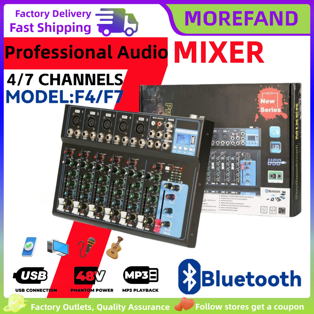 Jual Mixer F4/F7 Bluetooth Audio Mixer USB Recording USB Sound Card MP3 Professional Band ...