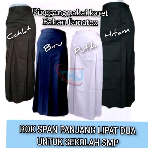 Jual Rok span panjang lipat dua SMP biru coklat hitam size S-L6 ...