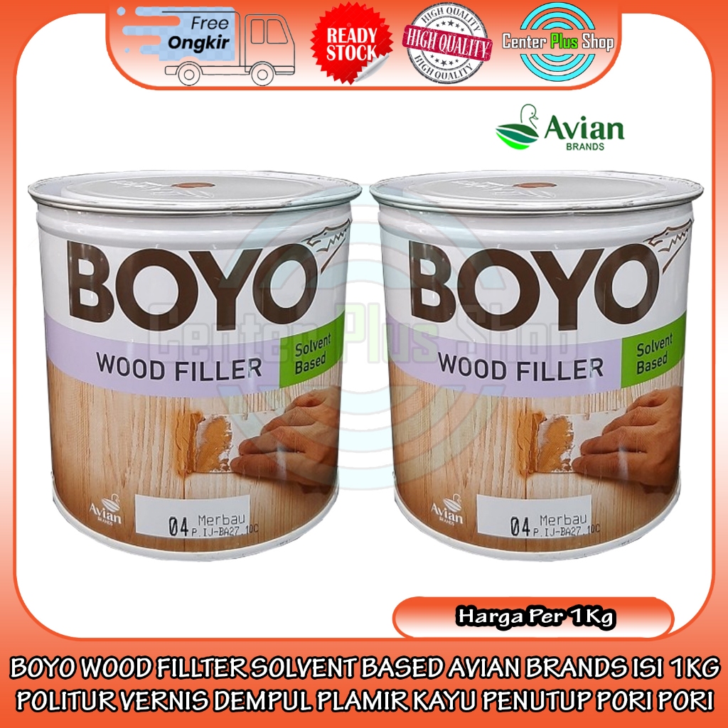 Jual BOYO WOOD FILLTER SOLVENT BASE AVIAN BRANDS ISI 1KG POLITUR VERNIS ...