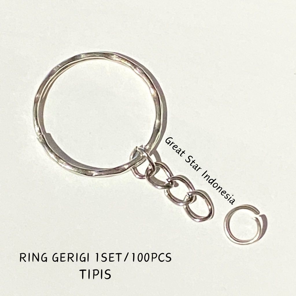 Jual RING GEPENG+Rantai+RING O/gantungan kunci tebal/ ±100 Pcs/pak ...