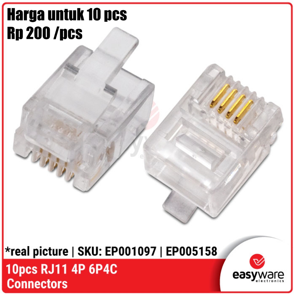 Jual 10pcs RJ11 4P Ethernet Connector RJ 11 RJ11 6P4C | Shopee Indonesia