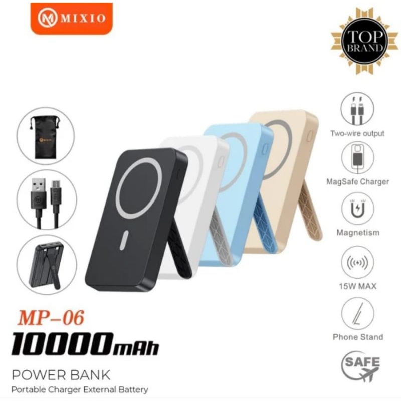 Jual MIXIO MP-06 WIRELESS POWER BANK 10000MAH MAGNETIC MAGSAFE 20W FAST ...