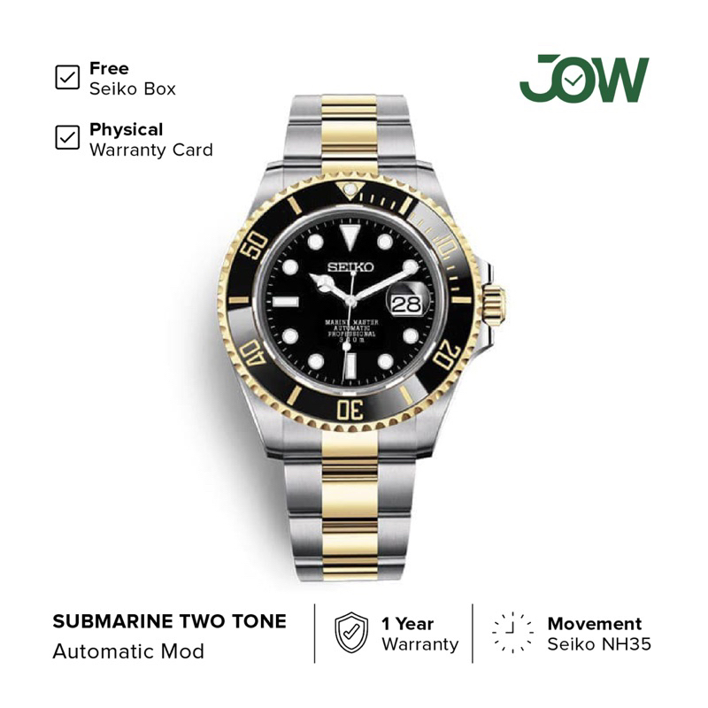 Jual Seikomod Submariner Two Tone Automatic NH35 Sapphire | Shopee Indonesia