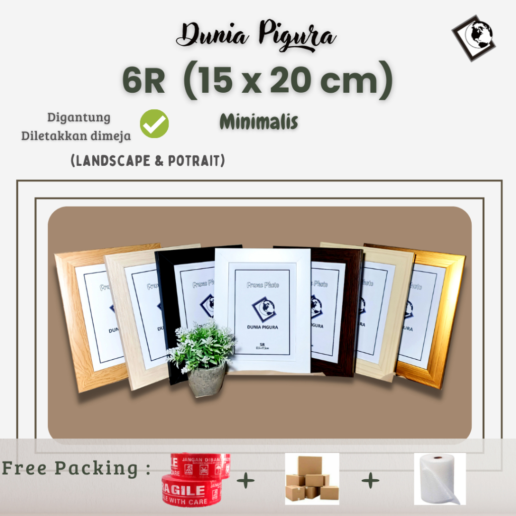 Jual Bingkai Foto 6R / A5 (15x20cm) PAKAI KACA Minimalis GROSIR | Frame ...