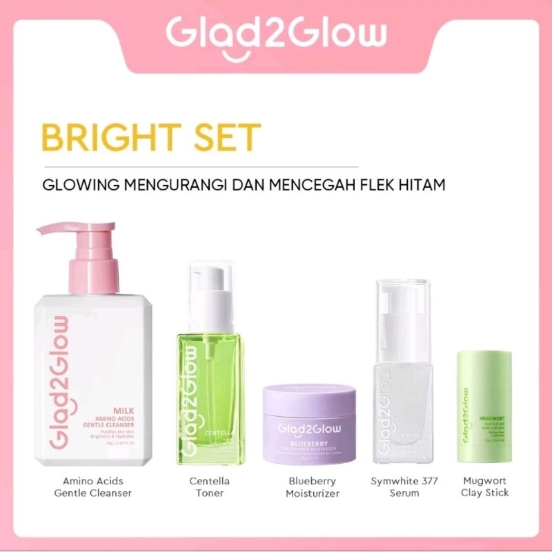 Jual Glad2glow Paket Bundle 5in1 | 5pcs Paket Skincare G2G | Shopee ...