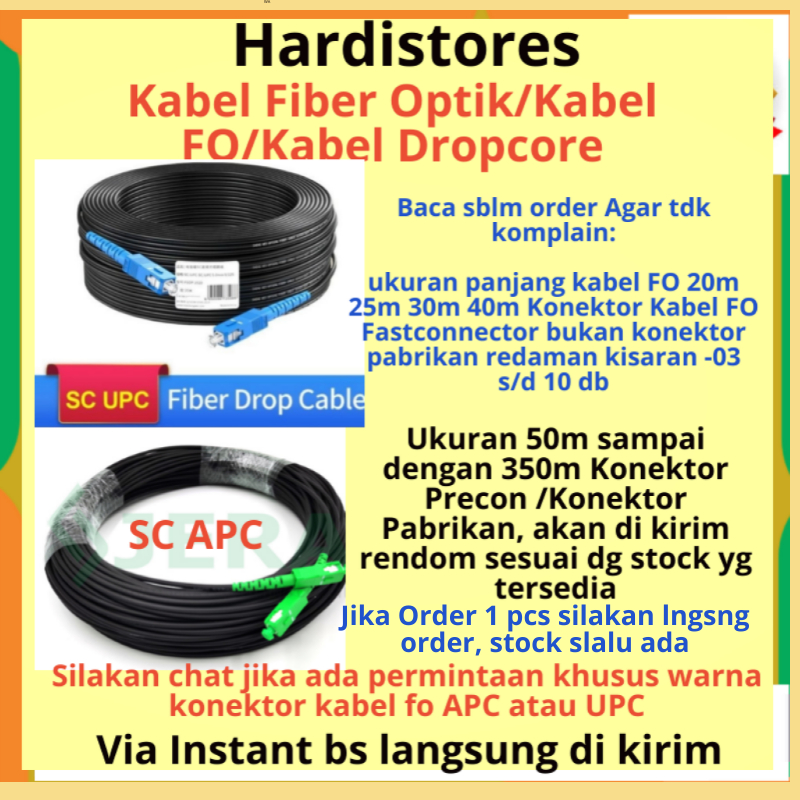Jual Kabel Fiber Optic Fitth FO Cable Precon SC SC 1 Core 3 Sling 250 M Siap pakai | Shopee ...