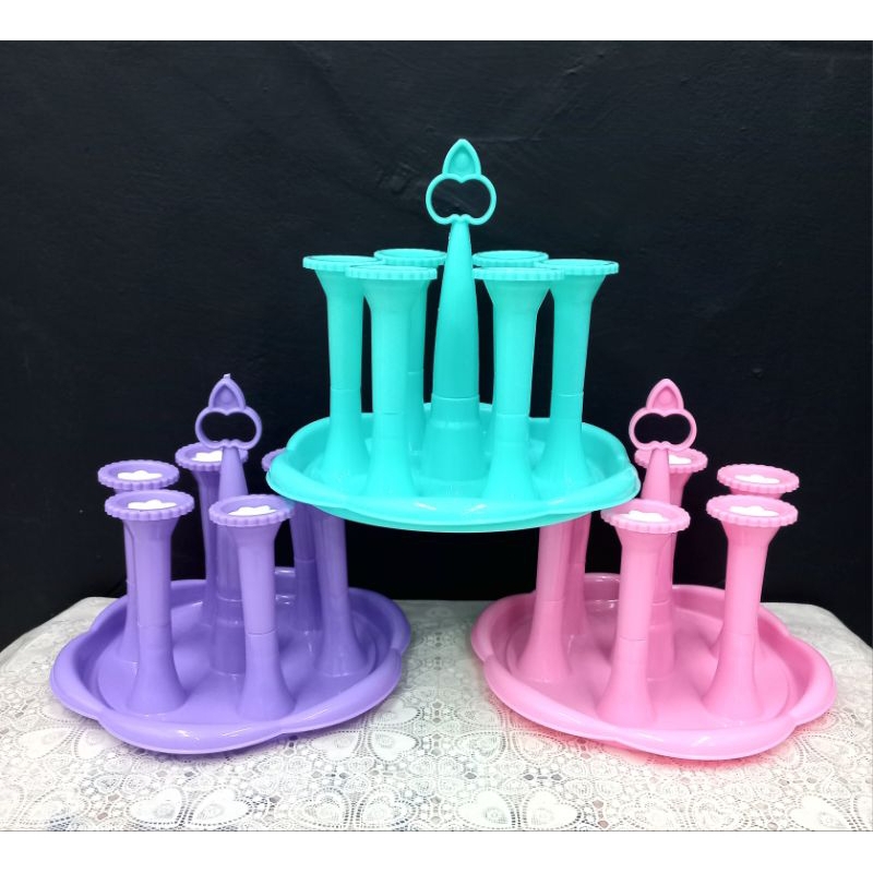 Jual Glastand Daisuki Kaki 6 NP | stand gelas | Rak Gelas / Tatakan Gelas Bulat | Shopee Indonesia