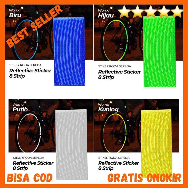 Jual Stiker Roda Sepeda Bicycle Wheel Reflective Sticker 8 Strip ...