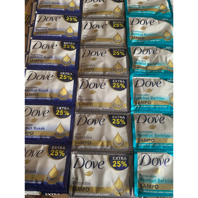 Jual Sampo Dove 1 rcg isi 12 sachet x 9ml Perawatan Rambut Rusak/Anti ...