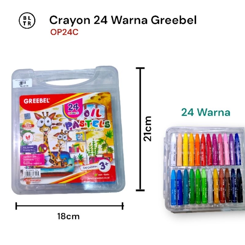Jual Pak//CRAYON 24 WARNA GREEBEL (OP24C) /OIL PASTEL /KRAYON WARNA/NEW ORIGINAL | Shopee Indonesia