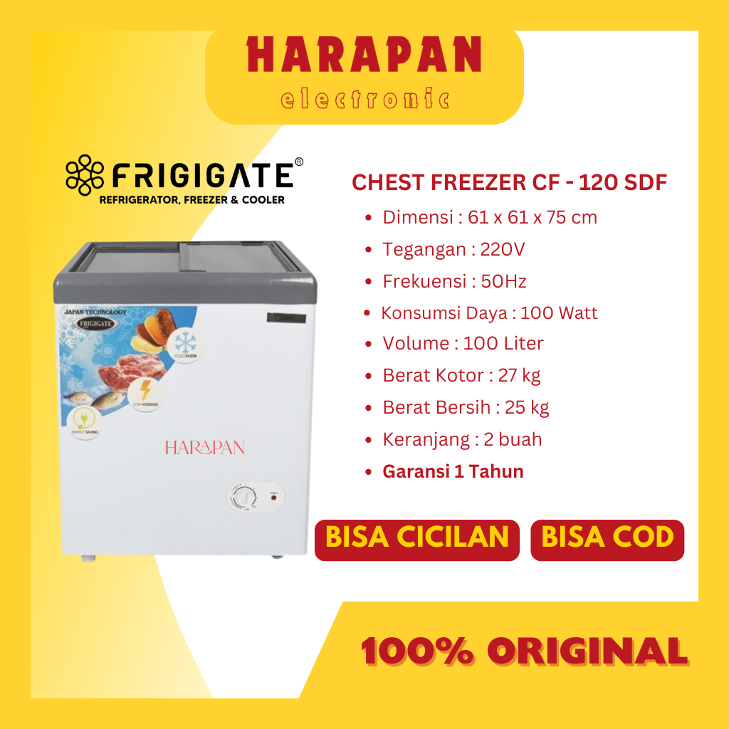 Jual CHEST FREEZER FRIGIGATE 100 LITER - CF 120 SDF / KULKAS FROZEN ...