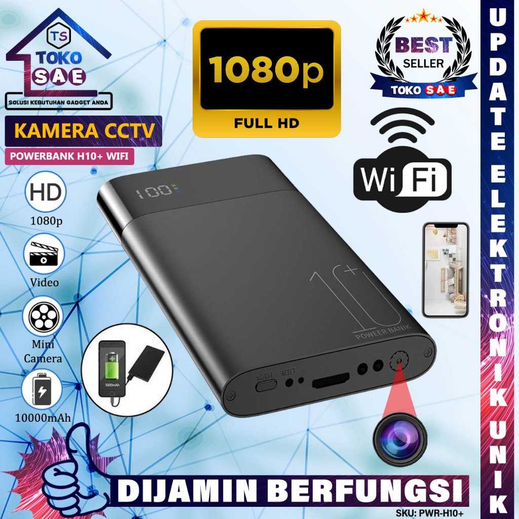 Jual Spy Cam Camera Mini WiFi Powerbank H10+ Kamera Wireless Baterai 10000MAH Resolusi Full HD ...