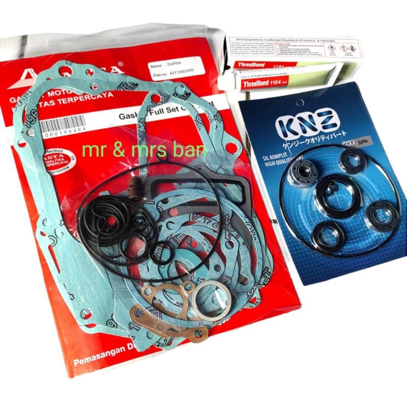 Jual paket paking full set supra ASTA + seal komplit supra KNZ + lem gasket threebond 25 gram ...