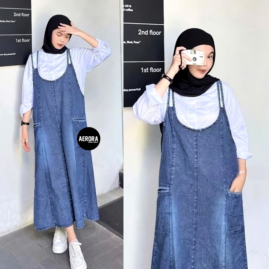 Jual Aerora Baju Kodok Fregga Overall Overal Rok Dress Jeans Import ...