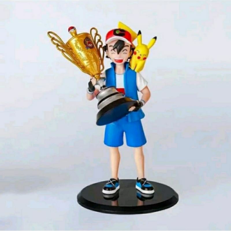 Jual Action Figure Satoshi Pikachu Ash Ketchum Piala Pokemon | Shopee ...