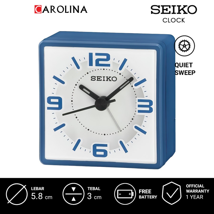 Jual Jam Beker SEIKO Analog QHE091E Quiet Sweep Blue Color Case White ...