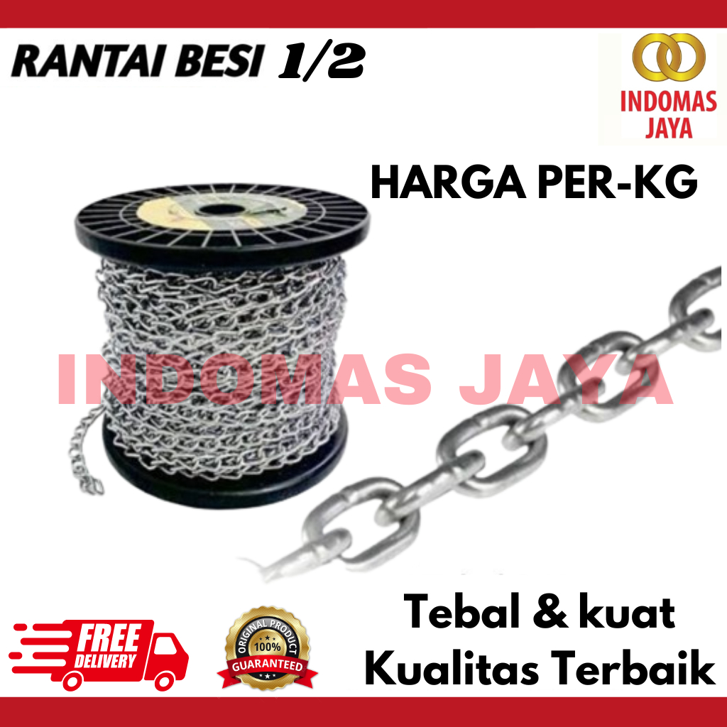 Jual Rantai Besi Kapal 1/2 inch Rante Pengamanan Gembok Pagar Serbaguna ...