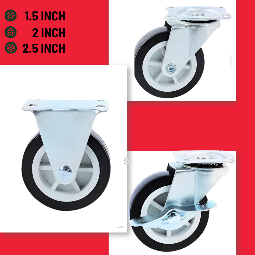 Jual RODA ETALASE RODA CASTER KASTOR PVC TROLY ROLI HITAM NON BEARING ...