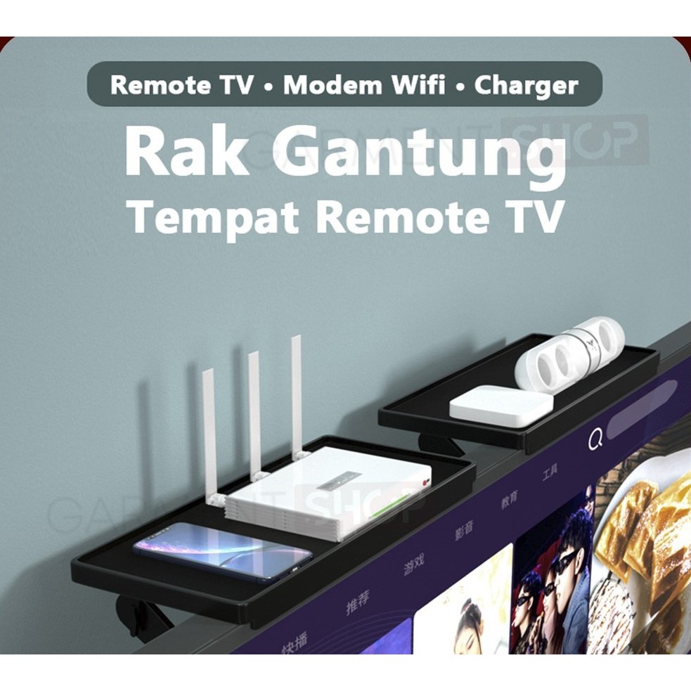Jual Rak Gantung Tempat Remote TV Modem Wifi Meja Screen Top Shelf ...