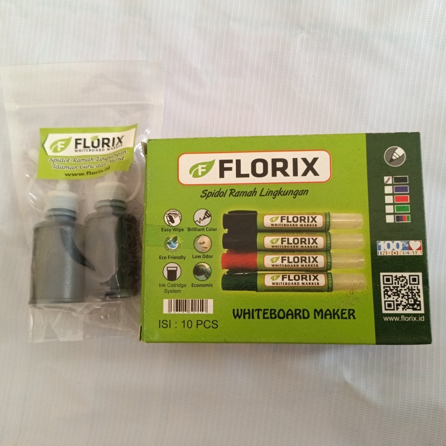 Jual Spidol Whiteboard Marker Florix Catridge 1 pack isi 10 pcs+tinta 2 ...