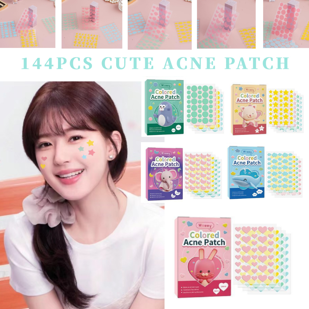 Jual 4 colors star heart moon cloud shaped acne patches 144pcs/box ...