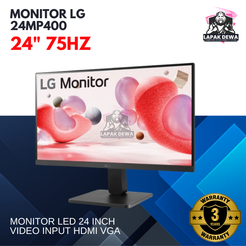Jual Monitor LG 24MP400 24 inch FHD 75Hz AMD FreeSync Resmi 3TH ...